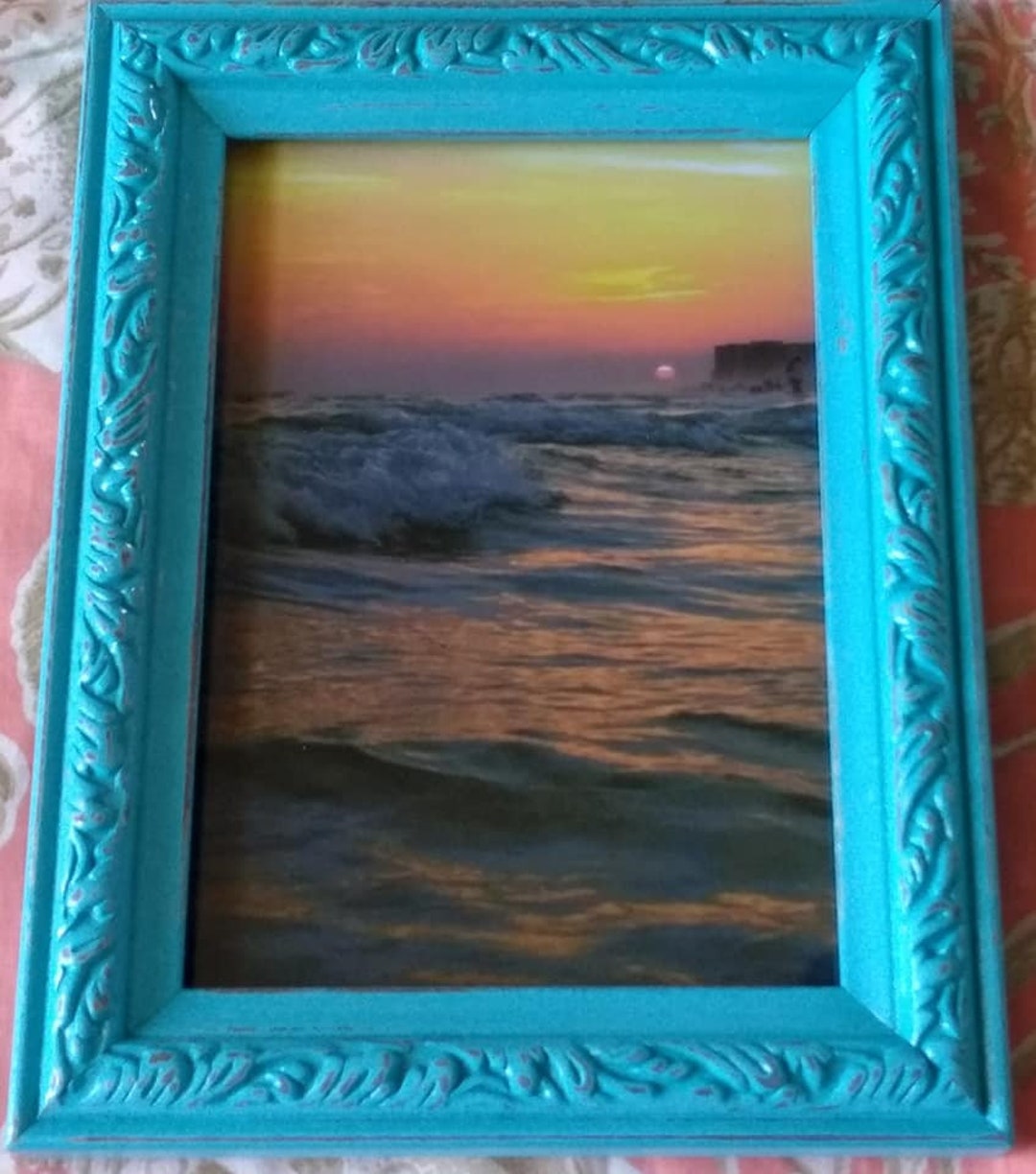 Beach Decor Turquoise Blue Aqua Shabby Chic Frame Coastal - Etsy