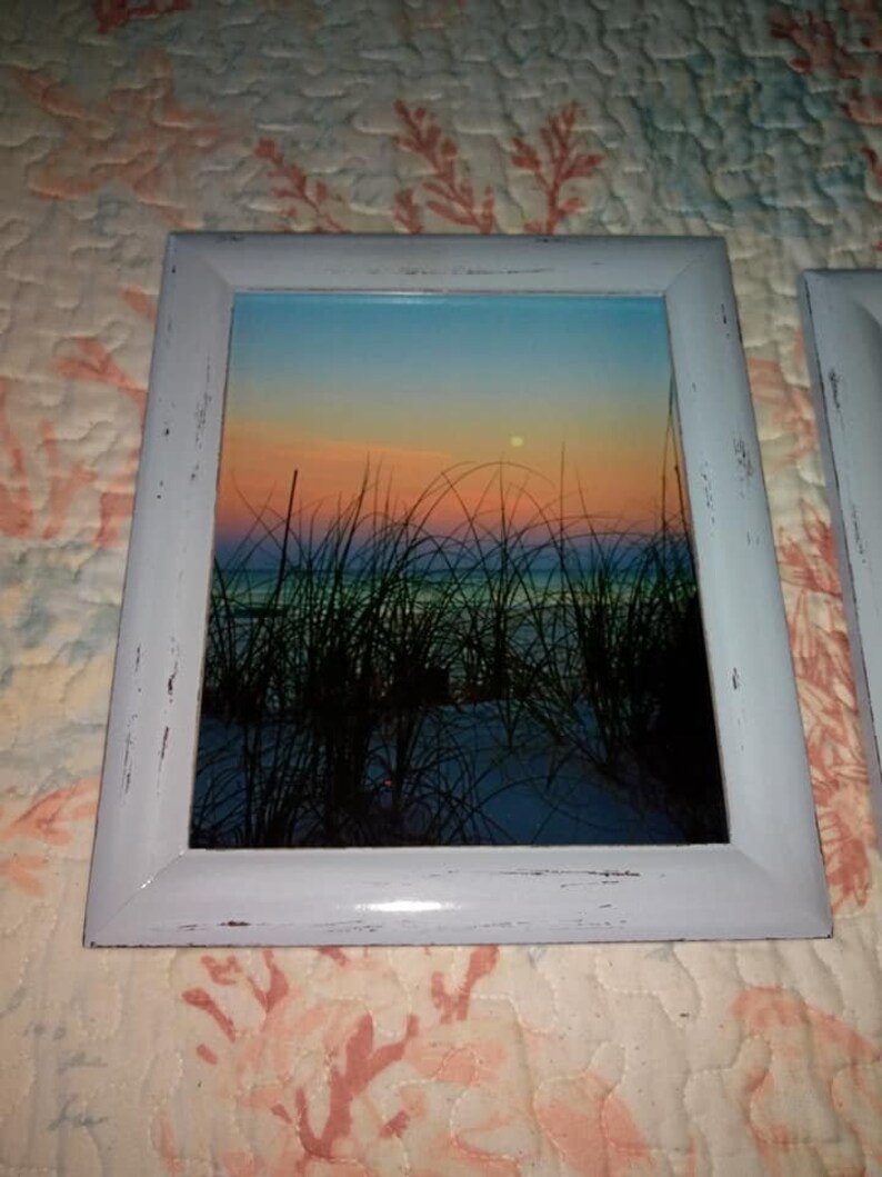 Pair of Framed Beach Photos Gray Distressed Frames Coastal - Etsy