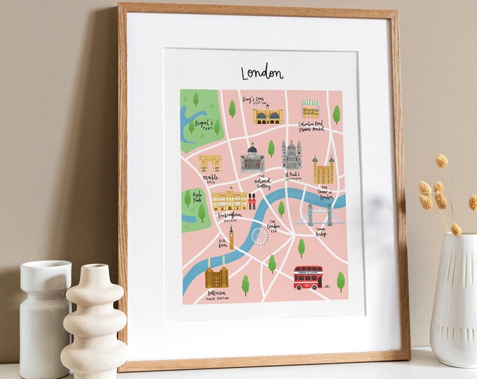London Map Print, Personalised London Map, London Travel Print, London ...