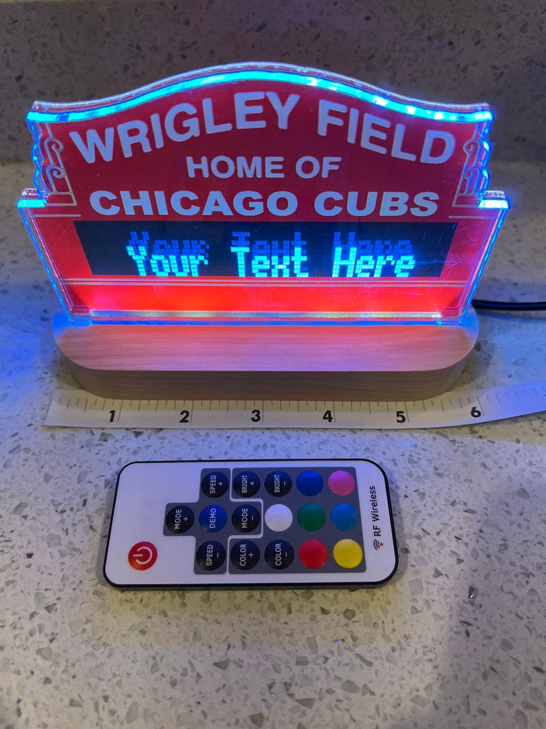 Laser Engraved Wrigley Field LED Sign: Custom Text - Etsy