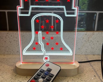 Philadelphia, Skyline, Liberty Bell, Engraved Acrylic, Color Changing ...