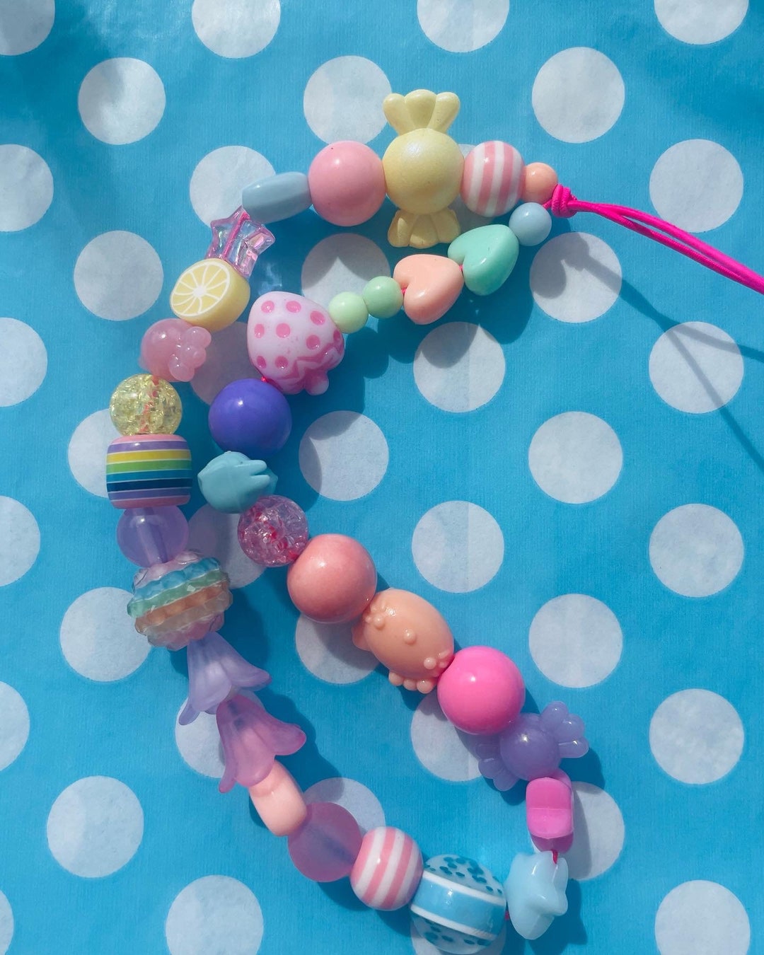 PHONE CHARMS Pastel Rainbow Beaded Phone Strap Charms - Etsy