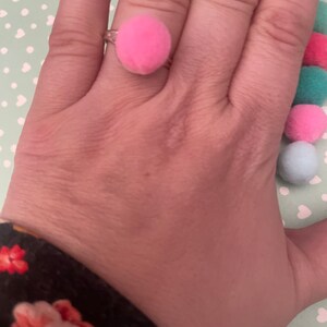 RING Pom Pom Adjustable Ring in Various Colours - Etsy