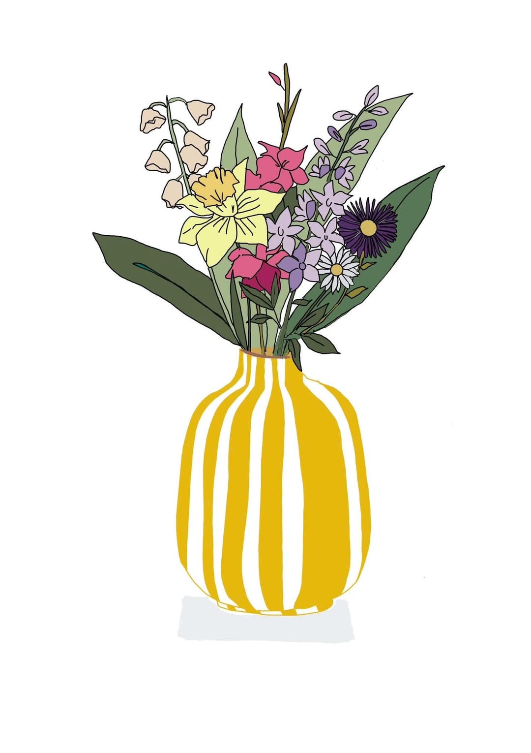 MADE TO ORDER Personalised Birth Flower Drawing. Flowers in A Vase ...