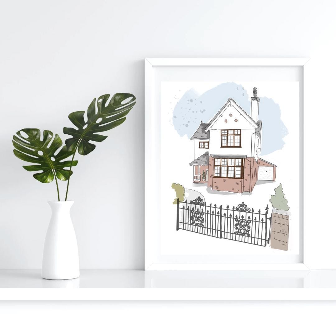 Personalised House Drawing A4 Home Sketch | New Home Drawing | Made to ...