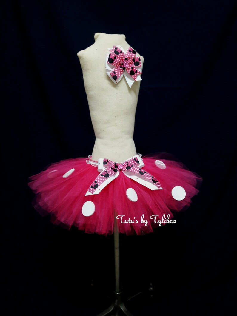 Pink Polka-dot Tutu and Minnie Mouse Hair Bow Pink Polka-dot | Etsy