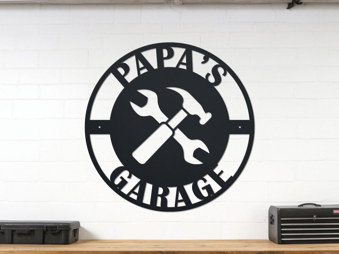 Personalized Metal Garage Sign | Papas Garage | Dads Garage | Gift for Dad | Pawpaw | Custom ...