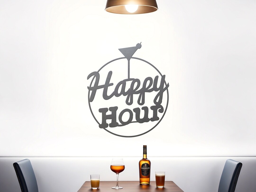 Happy Hour Mancave Bar Liquor Metal Wall Art Sign for Pub or Game Room ...