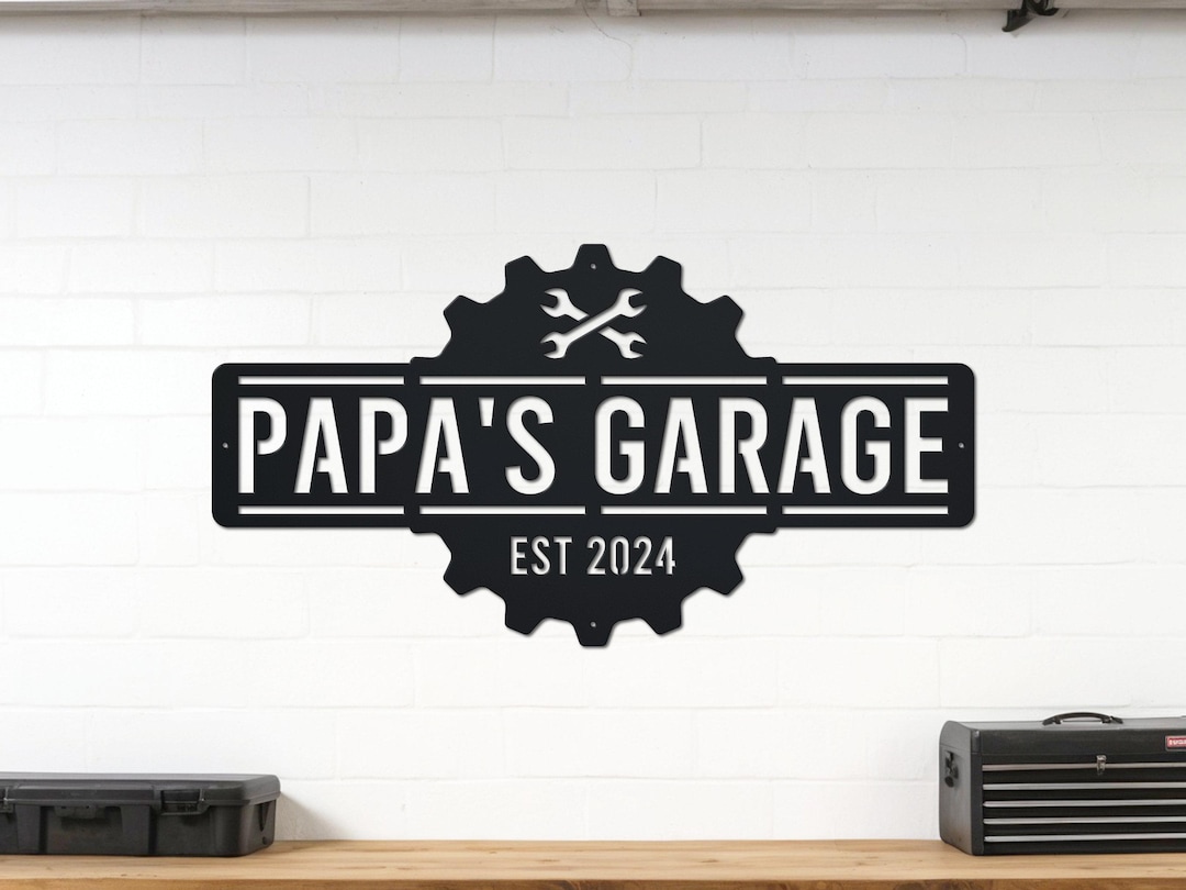 Personalized Metal Garage Sign | Custom Name Garage Decor | Papas ...