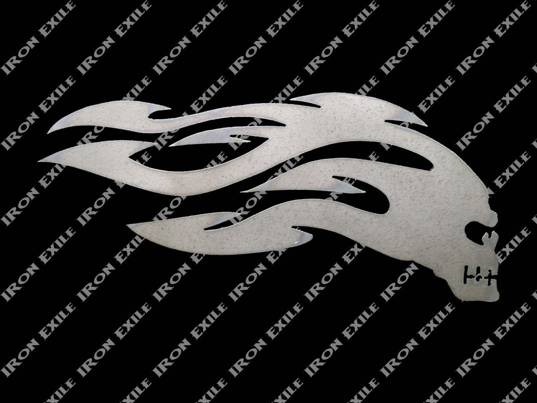 Skull Flames Metal Garage Art RH - Etsy