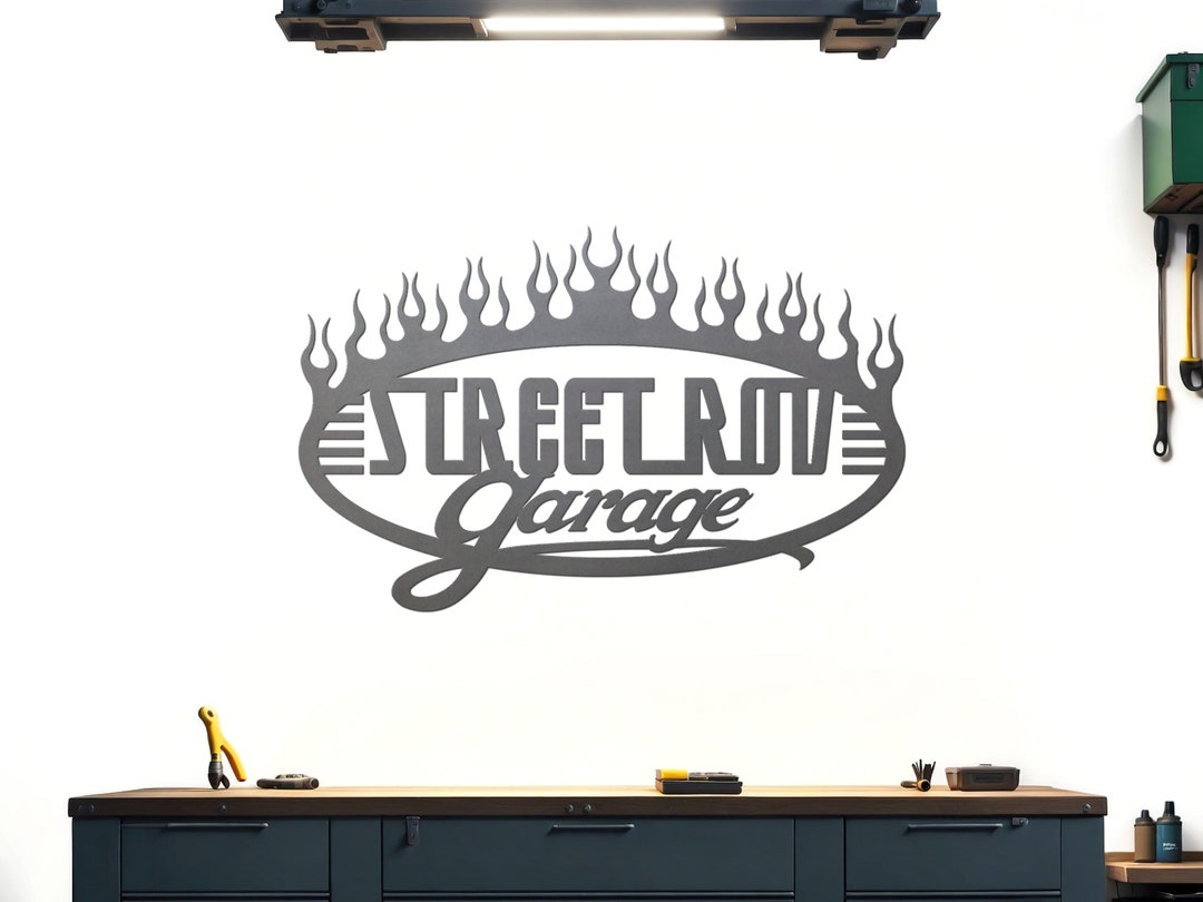 Street Rod Garage Sign With Flames 24" - Etsy