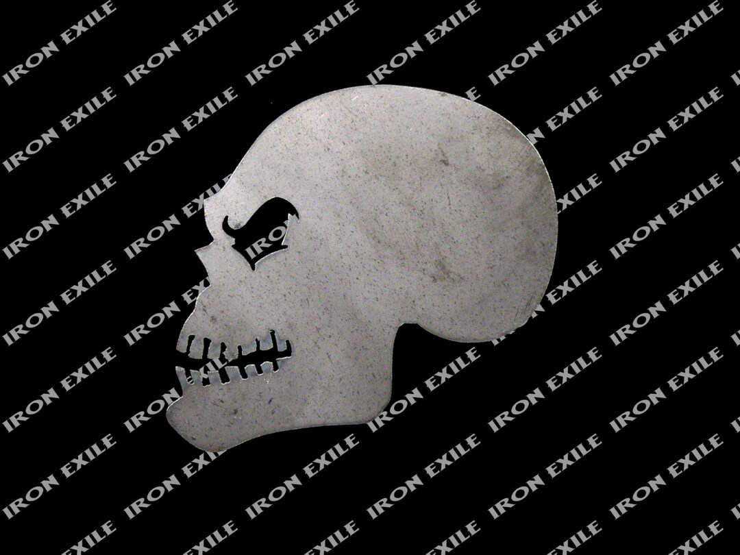 Skull Side Facing Metal Wall Cut Out Emblem Motorcycle Biker Rat Rod ...