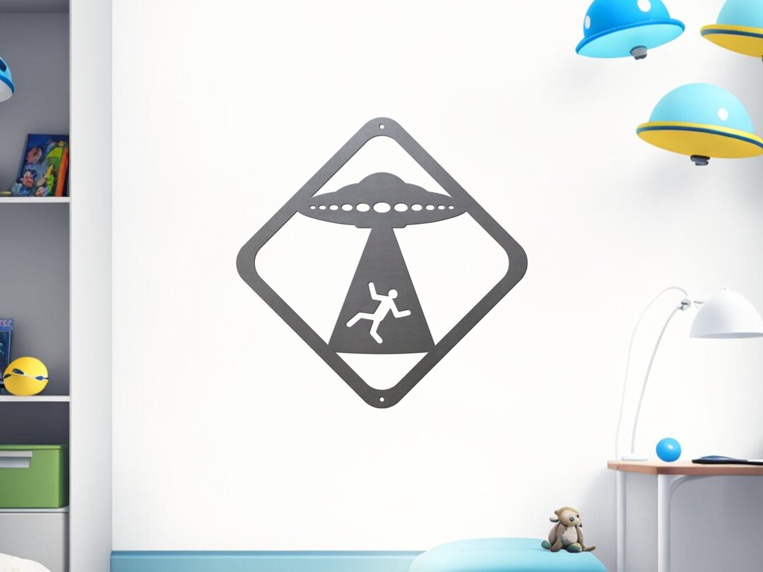 UFO Abduction Crossing Metal Wall Art Sign Sci-fi Martian Area 51 ...