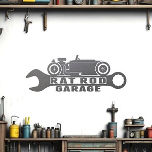 Rat Rod Garage Sign With Custom Truck Metal Wall Art Decor Hot Street ...