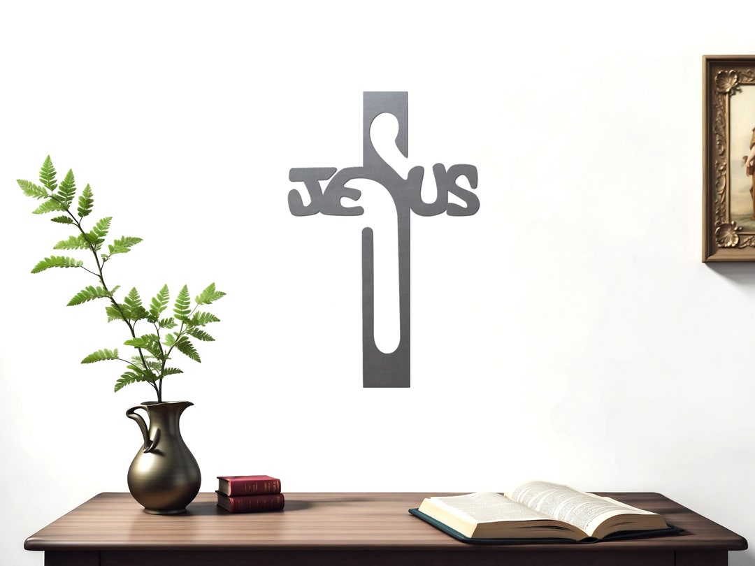 Jesus Name Cross Crucifix God Religion Christ Faith Metal Wall Art ...
