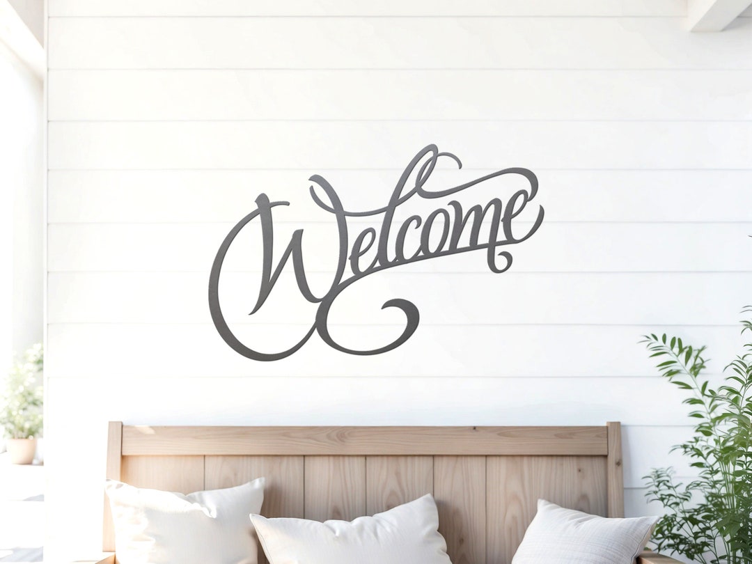 Welcome Sign -- Plasma Cut Metal Wall Art Steel Farmhouse Decor - Etsy