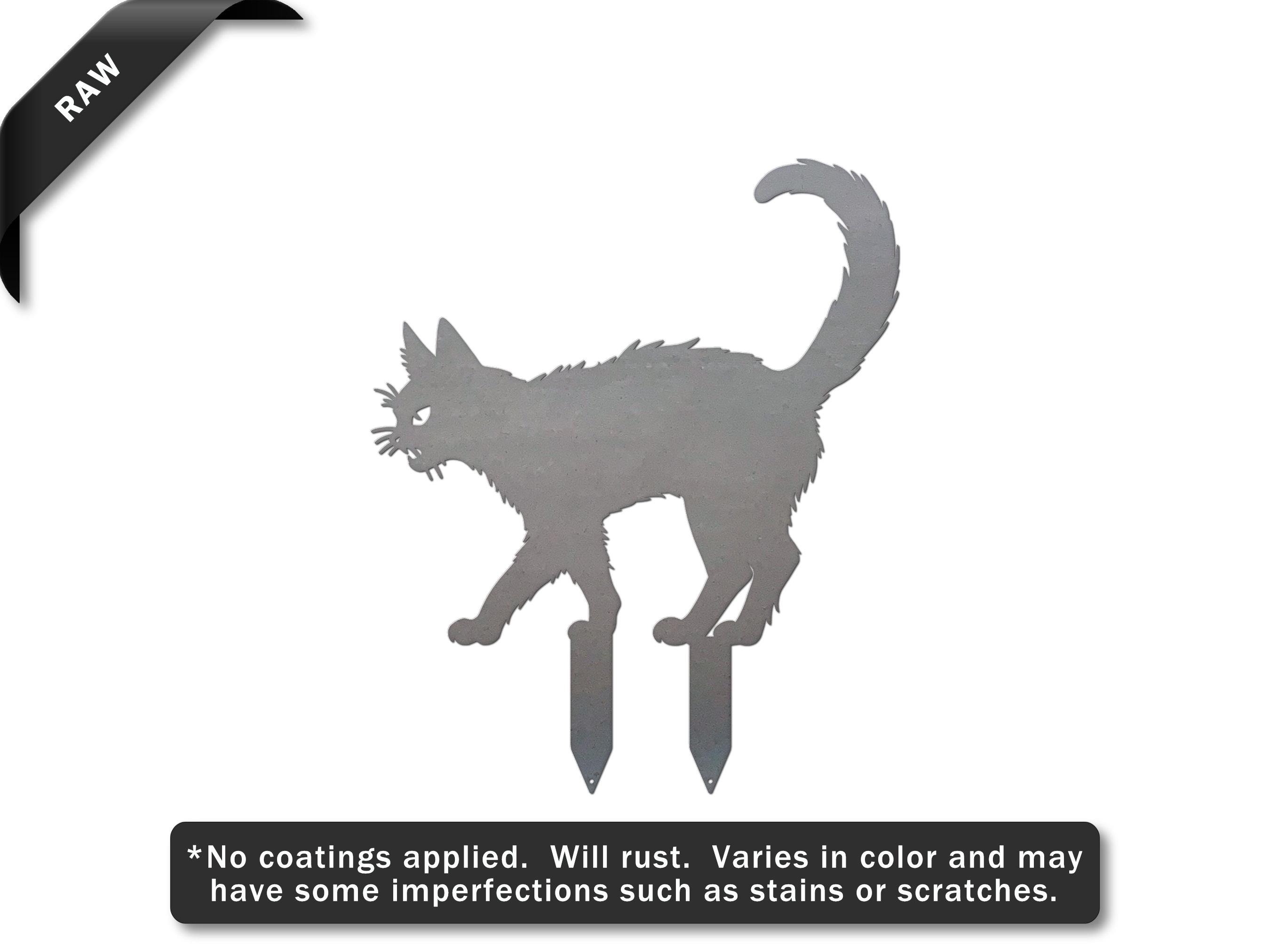 Black Cat Halloween Decor Yard Stake | Angry Kitty | Black Cat Decor ...