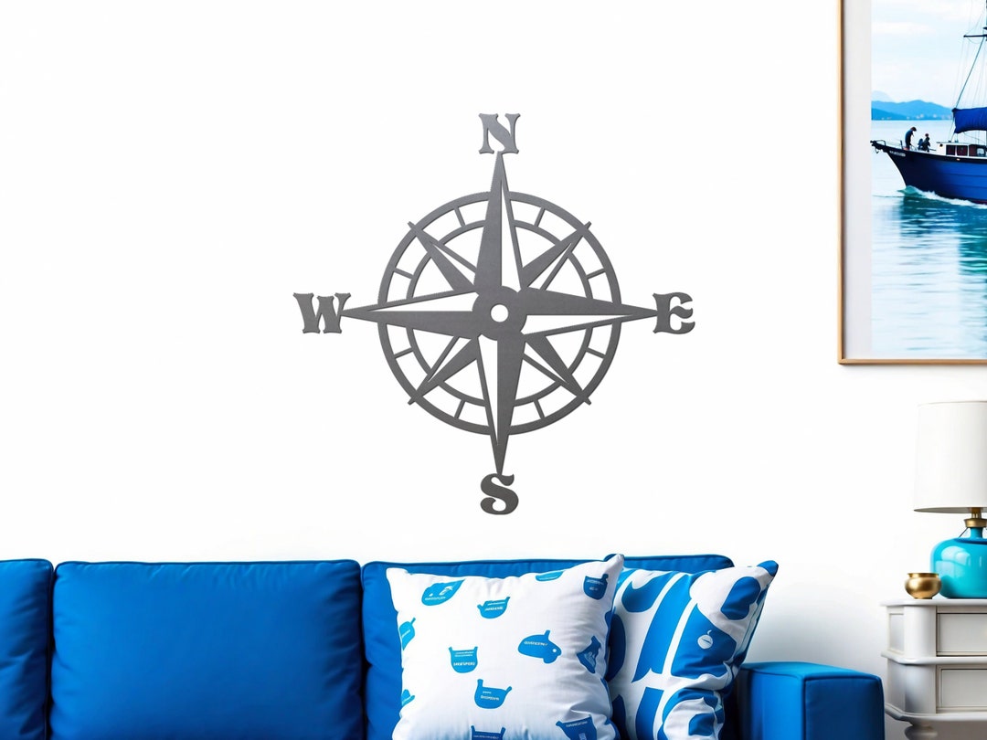 Nautical Compass Rose Metal Wall Art Plasma Cut Sign Decoration Iron ...
