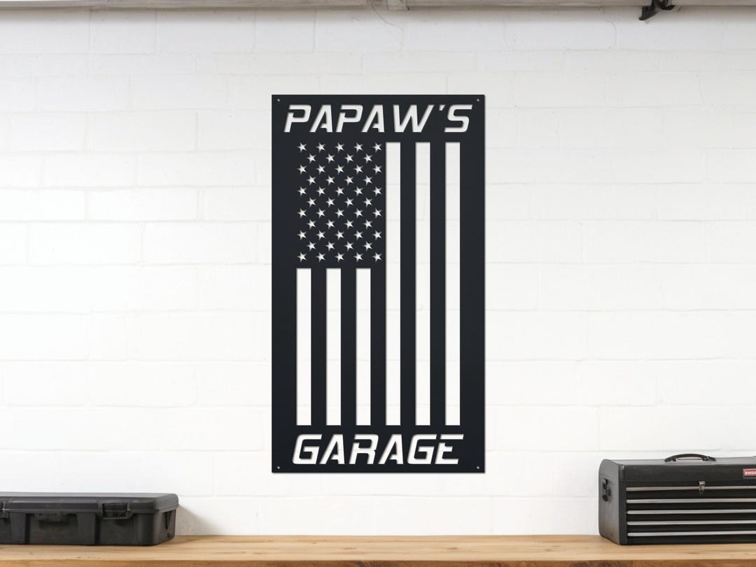 Personalized American Flag Garage Sign | Metal Workshop Sign | Custom ...