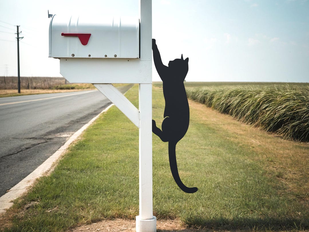 Cat Fence Sign | Metal Cat Mailbox Post Decoration | Address Sign ...