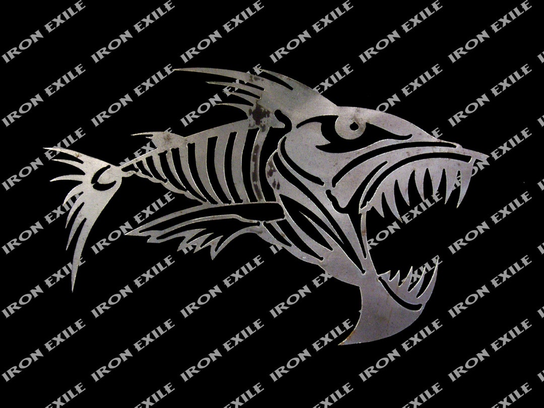 Fish Skeleton Skull Metal Art Garage Piranha Hot Rat Rod - Etsy