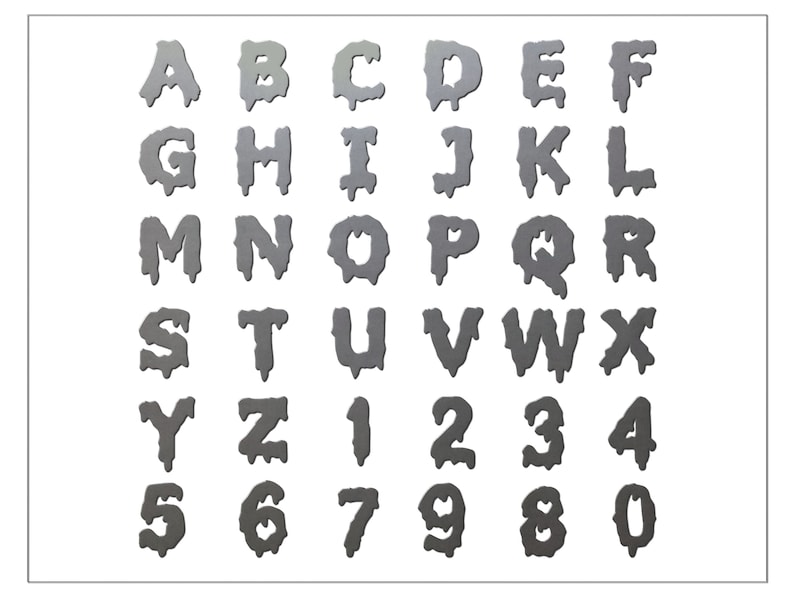 Creepy Dripping Metal Number or Letter Font - Etsy