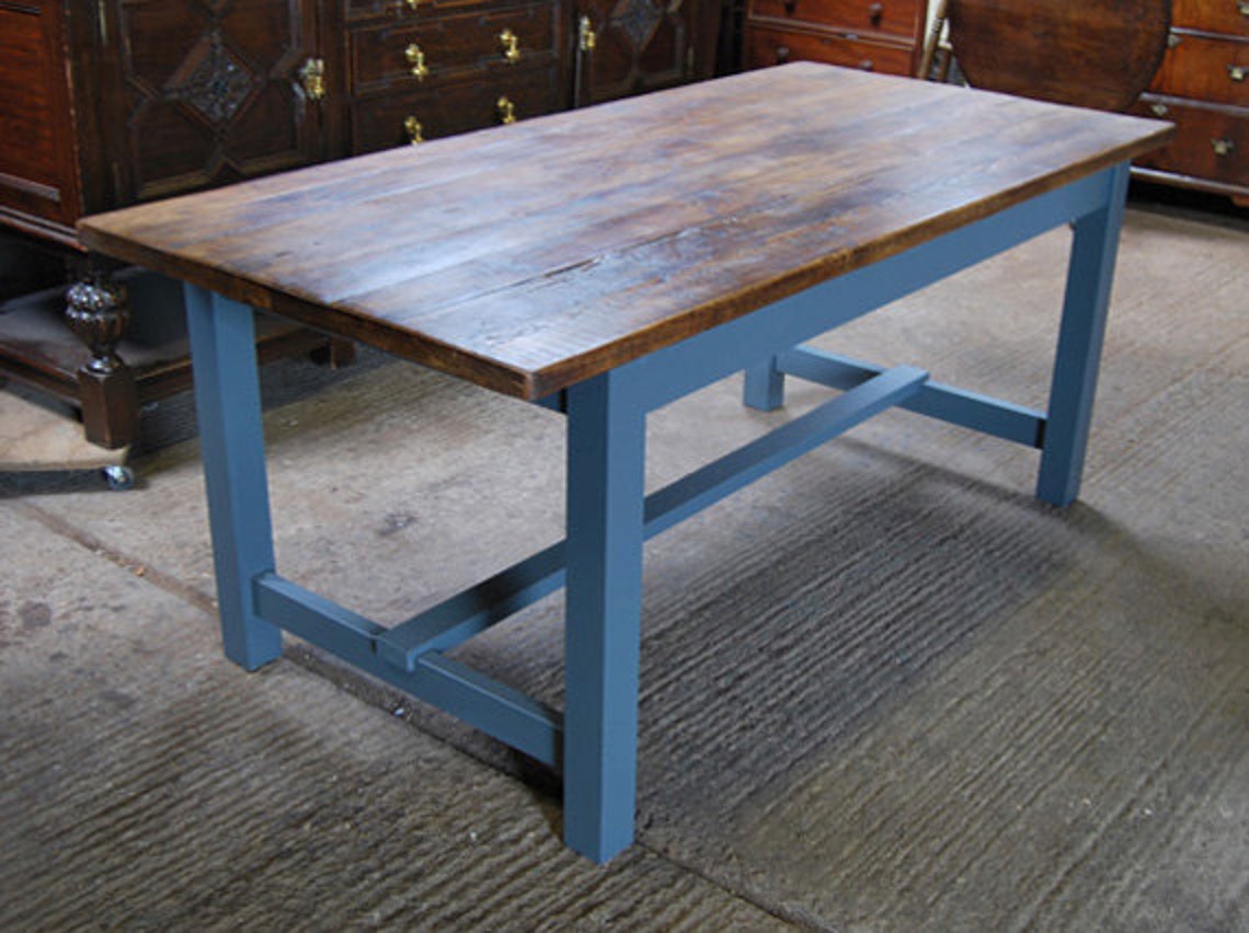 Vintage Kitchen or Dining Table Made From Reclaimed Timber Square Leg ...