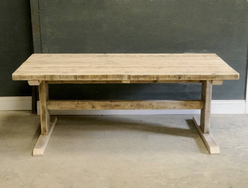 Chunky Reclaimed Timber I-frame Dining or Kitchen Table. Rustic Vintage ...