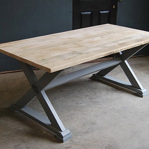 Vintage Kitchen or Dining X Frame Rustic Table Made From Reclaimed ...