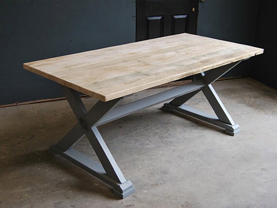 Vintage Kitchen or Dining X Frame Rustic Table Made From Reclaimed ...