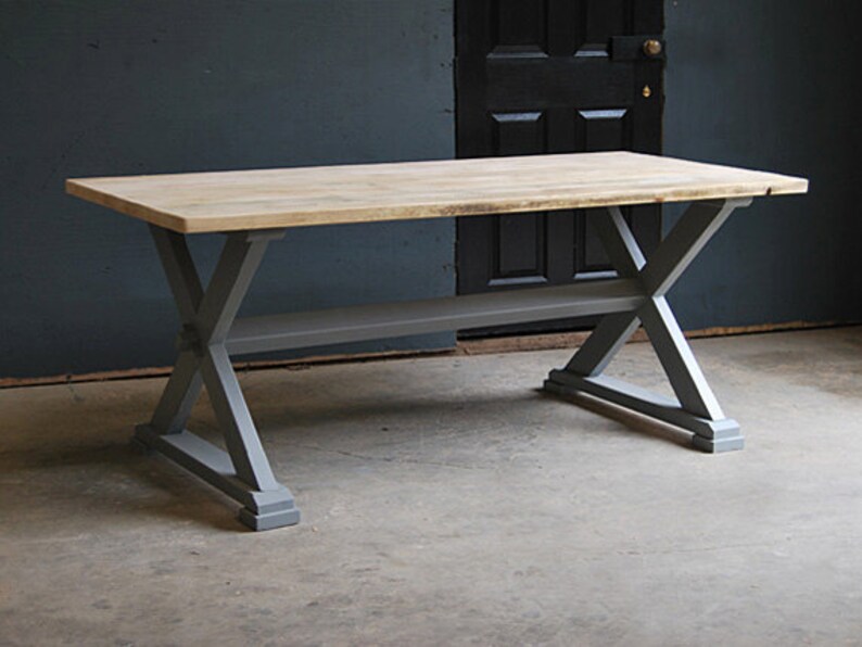 Vintage Kitchen or Dining X Frame Rustic Table Made From Reclaimed ...