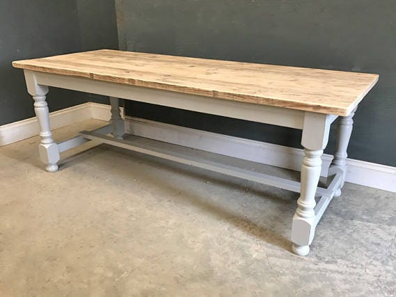 Vintage Kitchen/dining Turned Leg Refectory Table Made From - Etsy UK