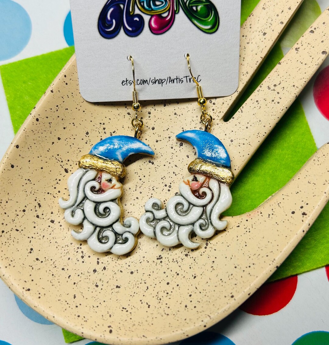 Christmas Holiday Earrings, Celestial Christmas Dangles, Handmade ...