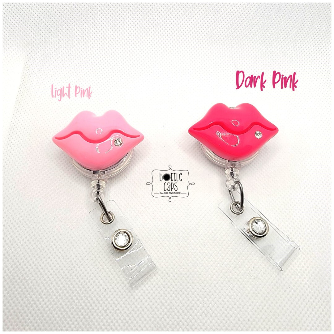 Rhinestone Lips Retractable Badge Reel: Valentine's Day Badge Holder - Etsy