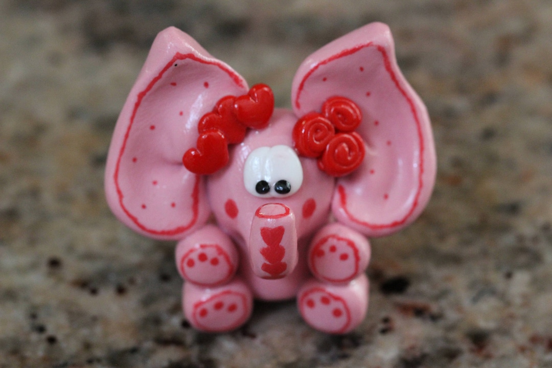 Ellie the Love Elephant: Polymer Clay Miniature Figurine - Etsy