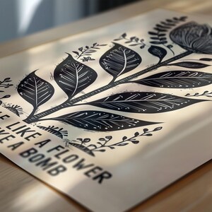 Fragile Like A Flower Bomb Print, Feminist Wall Art, RBG Quote Decor ...