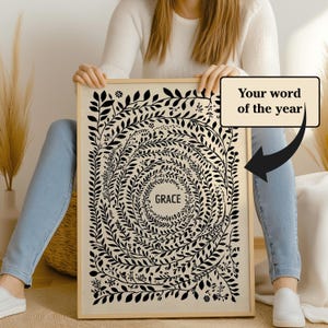 Custom Word of the Year Artwork, Personalized Motivational Print ...