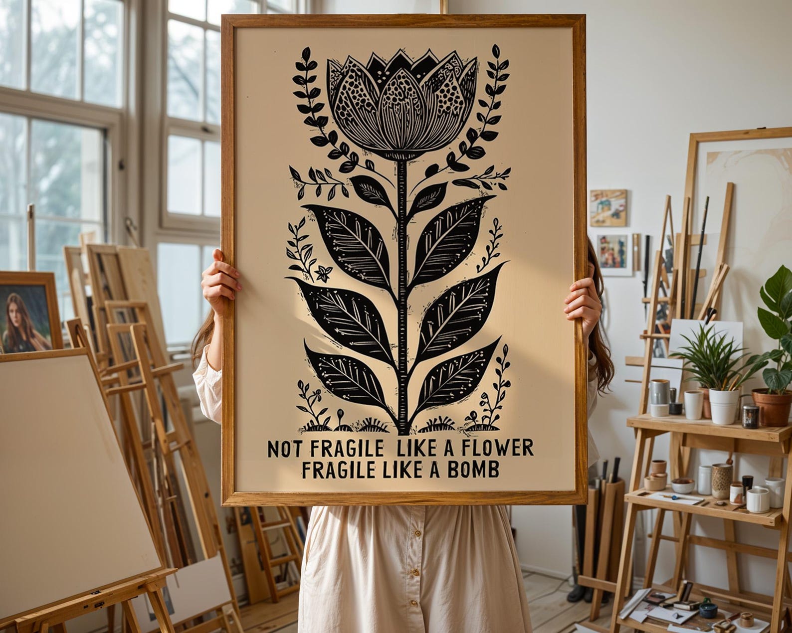 Fragile Like A Flower Bomb Print, Feminist Wall Art, RBG Quote Decor ...