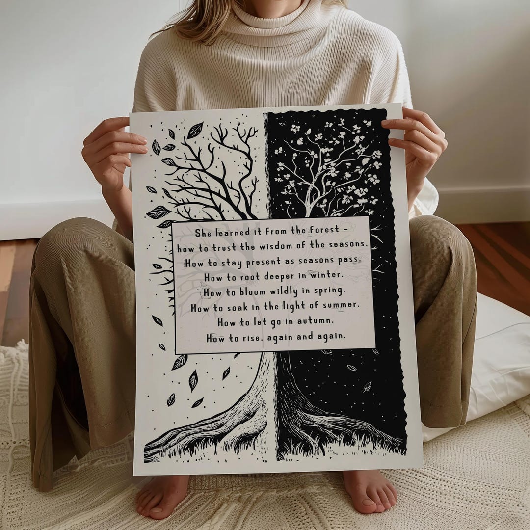 Forest Wisdom Wall Art, Inspirational Quote Print, Black and White Tree ...