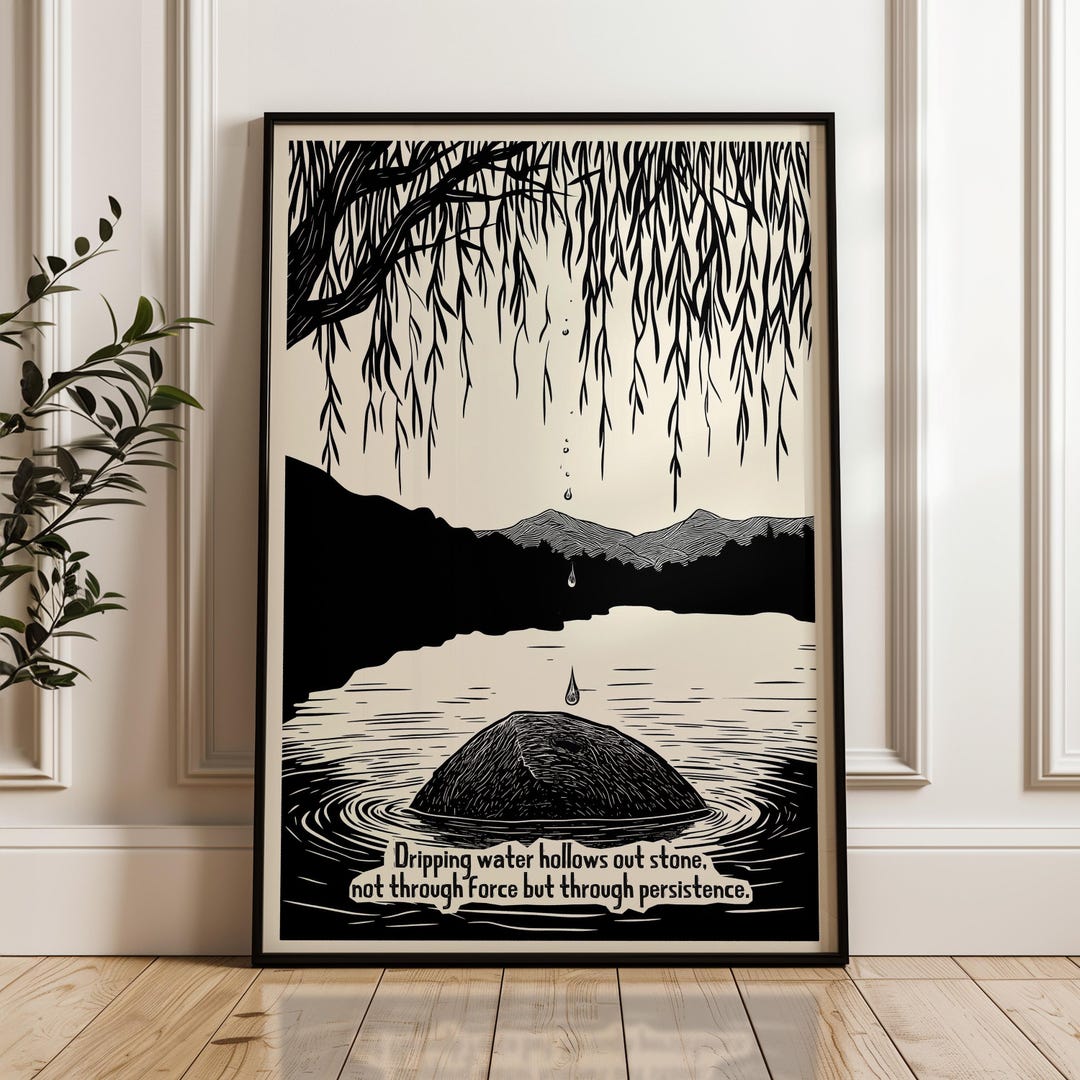 Persistence Quote Art Print, Dripping Water Feminist Wall Art ...