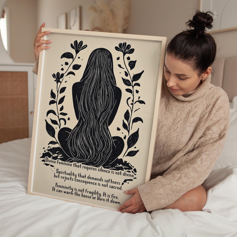Femininity is Not Fragility Print, Divine Feminine Wall Art, Sacred ...