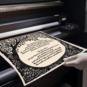 Tree Art Print, Inspirational Wall Art With Quote, Black and White Art ...