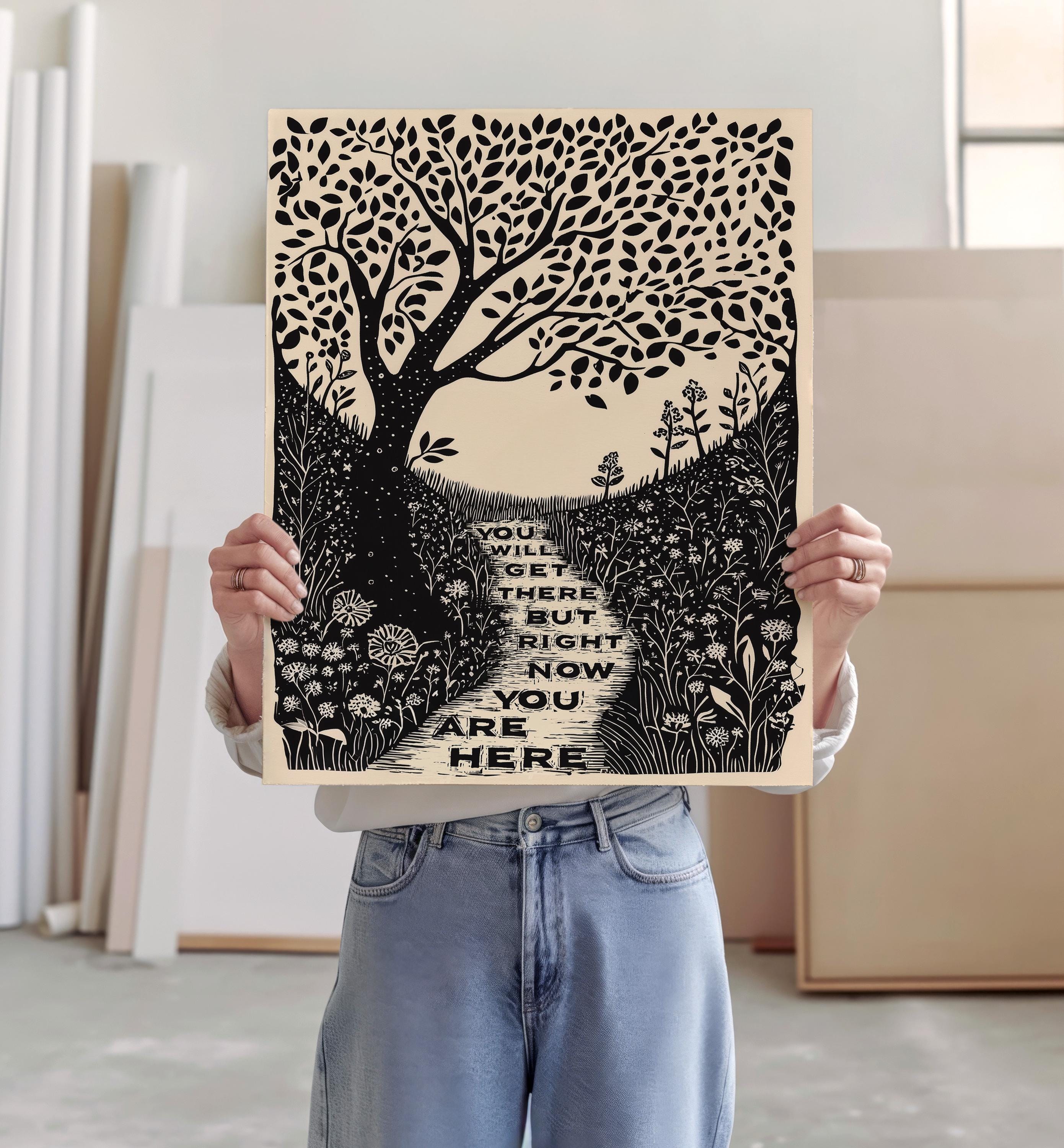 You Are Here Inspirational Art, Empowerment Wall Print, Motivational ...