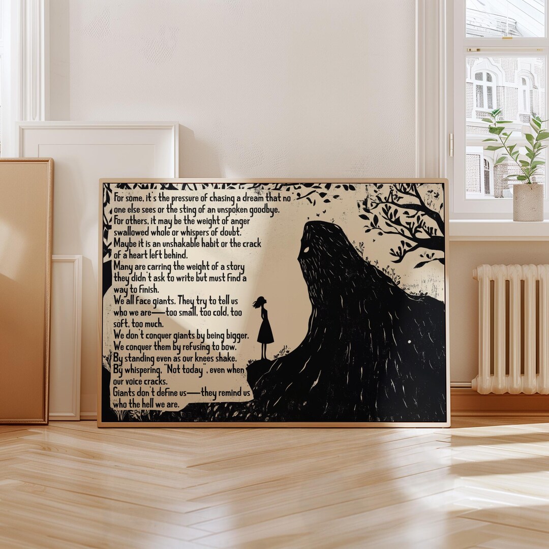 Fearless Strength Art Print, We All Face Giants Quote Poster ...