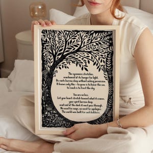 Tree Art Print, Inspirational Wall Art With Quote, Black and White Art ...