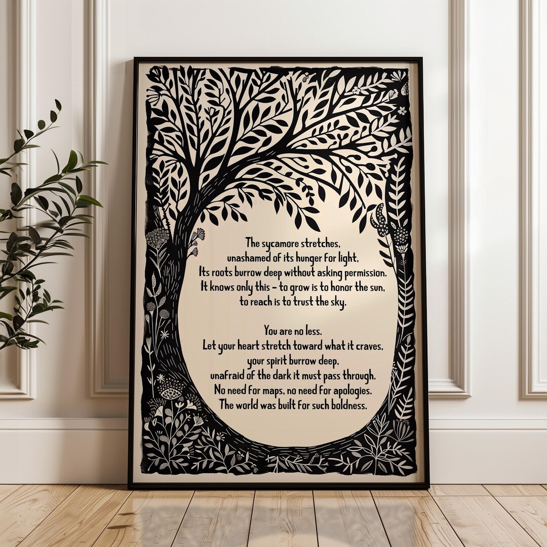 The Sycamore Stretches Art Print, Inspirational Quote Art, Motivational ...