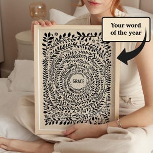 Custom Word of the Year Print, Personalized Motivational Art, New Year ...