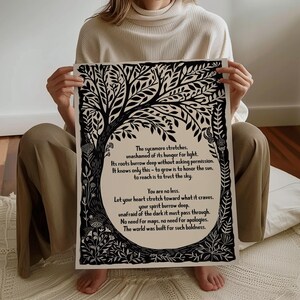 Tree Art Print, Inspirational Wall Art With Quote, Black and White Art ...