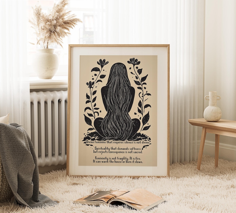 Femininity is Not Fragility Print, Divine Feminine Wall Art, Sacred ...