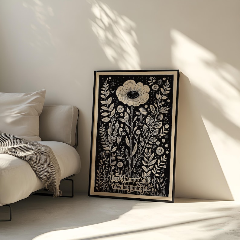 New Beginnings Art Print, Inspirational Quote Wall Art, Botanical Decor ...